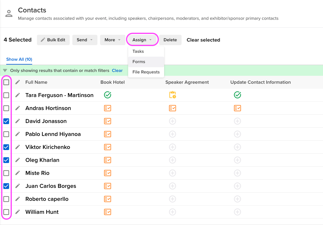 Assigning Tasks to Contacts and Groups (Including Bulk Assignments)